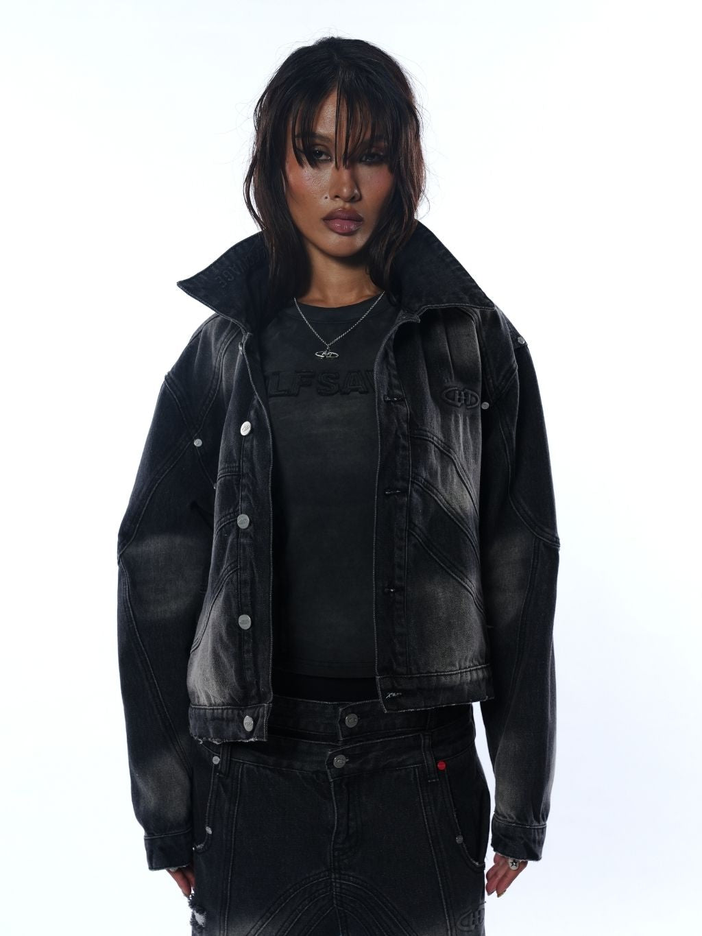 STRUCTURE DENIM JACKET — BLACK WASH - HALF SAVAGE