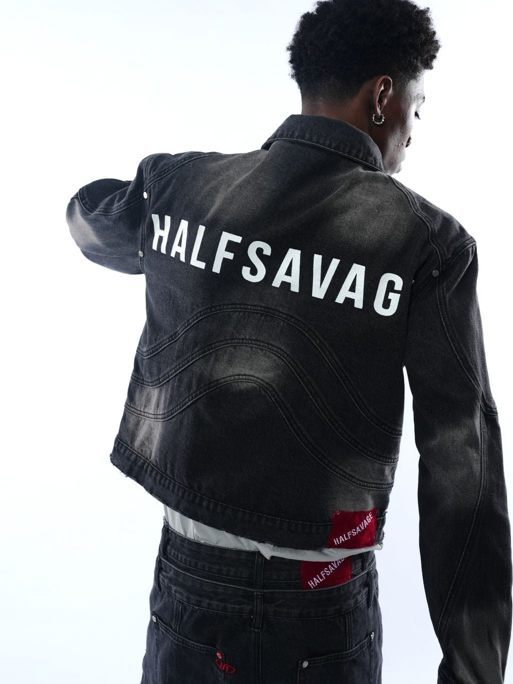 STRUCTURE DENIM JACKET — BLACK WASH - HALF SAVAGE